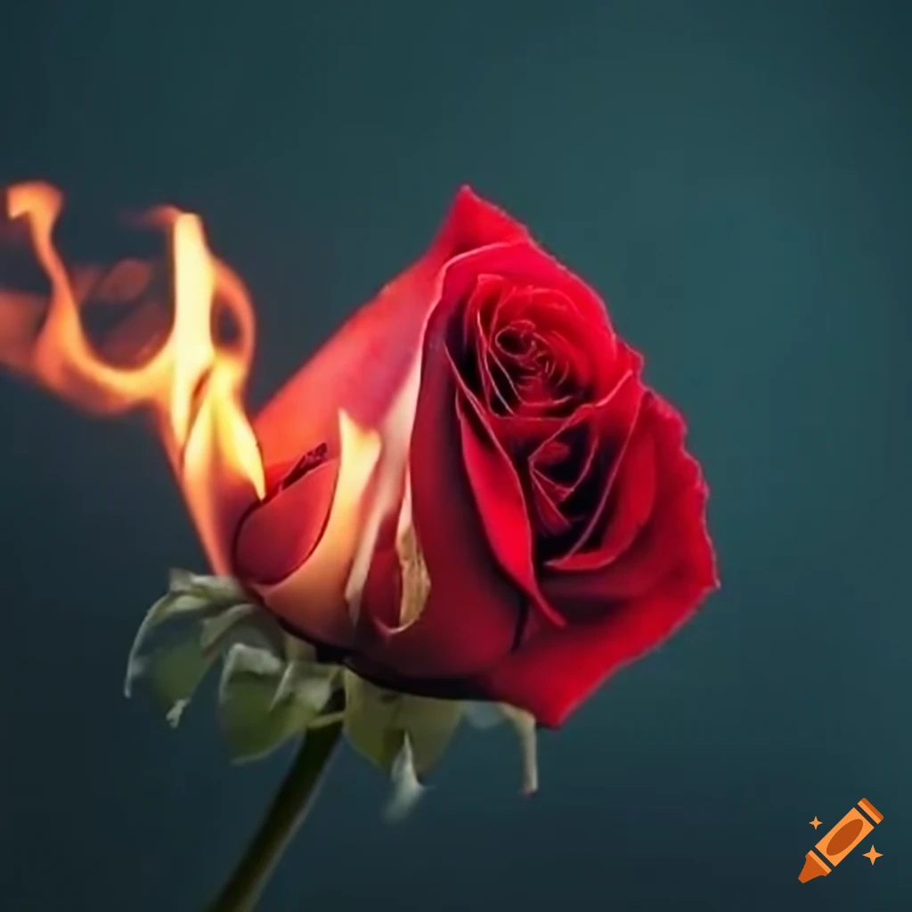 Burning red rose on Craiyon