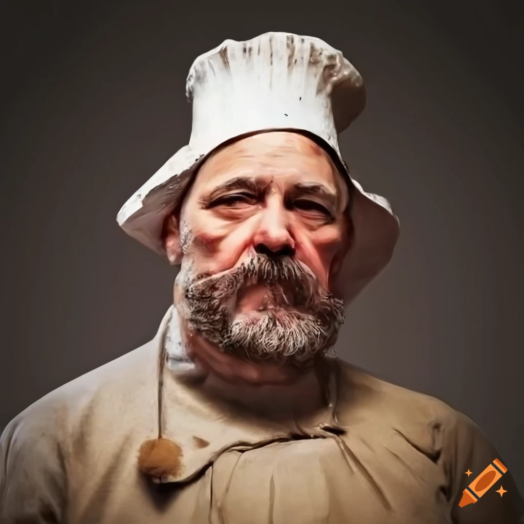 Detailed close-up portrait of a medieval cook on Craiyon