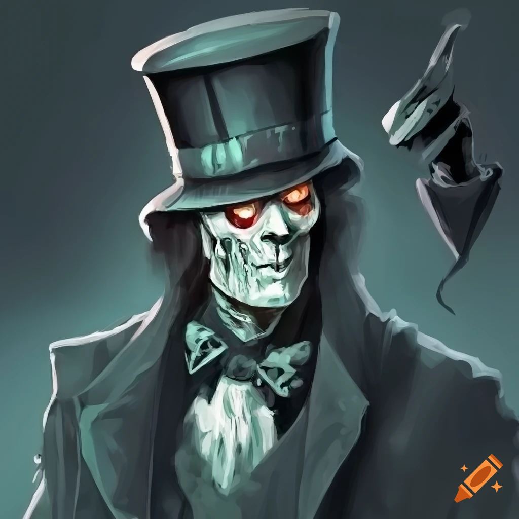 Undead gentleman in a great coat and top hat on Craiyon
