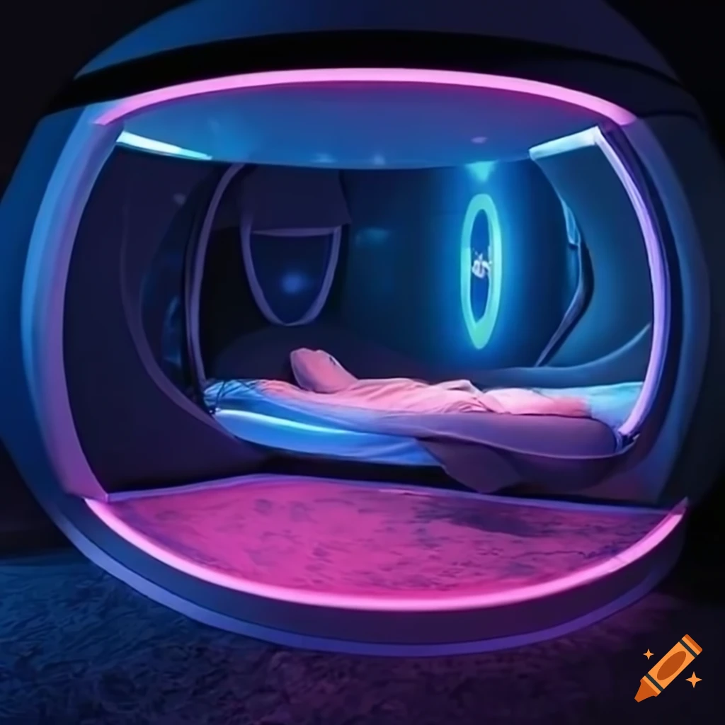 Hotel zero gravity room with floating bed and people inside on Craiyon