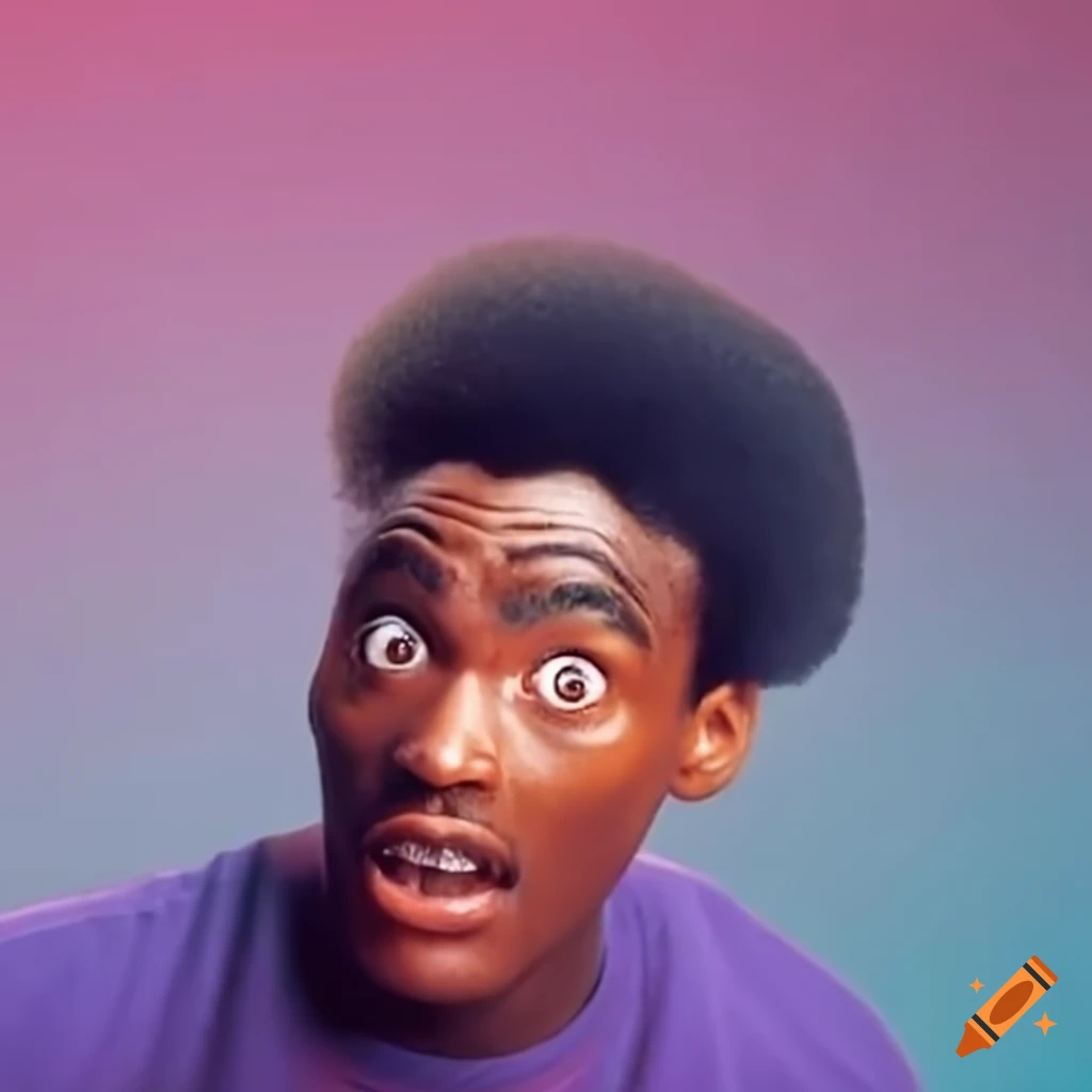 Surprised African American Man With A Flat Top Hairstyle In An 80s Comedy Movie On Craiyon