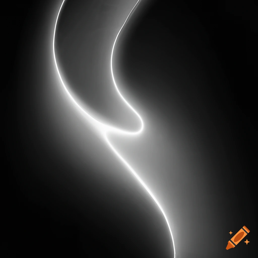 Abstract white line art symbolizing life finds a way on a black ...