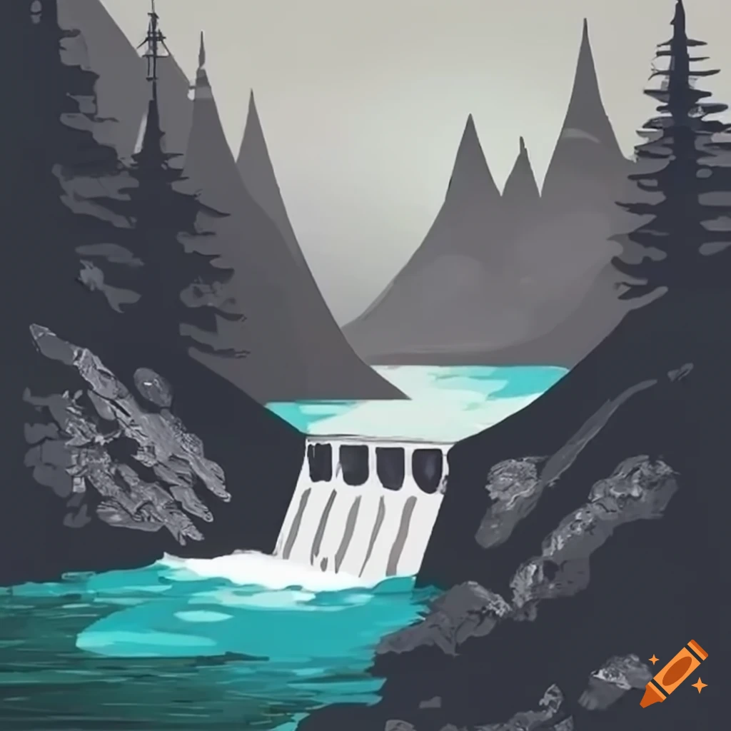 Mini hydroelectric power plant design for highlands on Craiyon