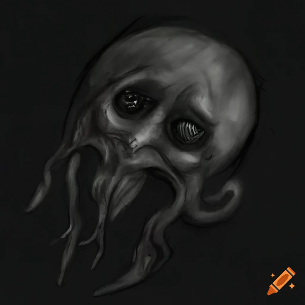 Eerie interdimensional creature in charcoal sketch on Craiyon