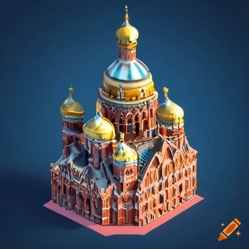 Isometric pre-rendered video game model of the Cathedral of the Spilt ...