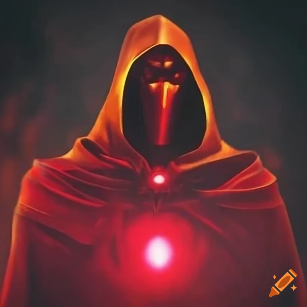 Sinister doctor fate from dc universe with a red misty aura on Craiyon