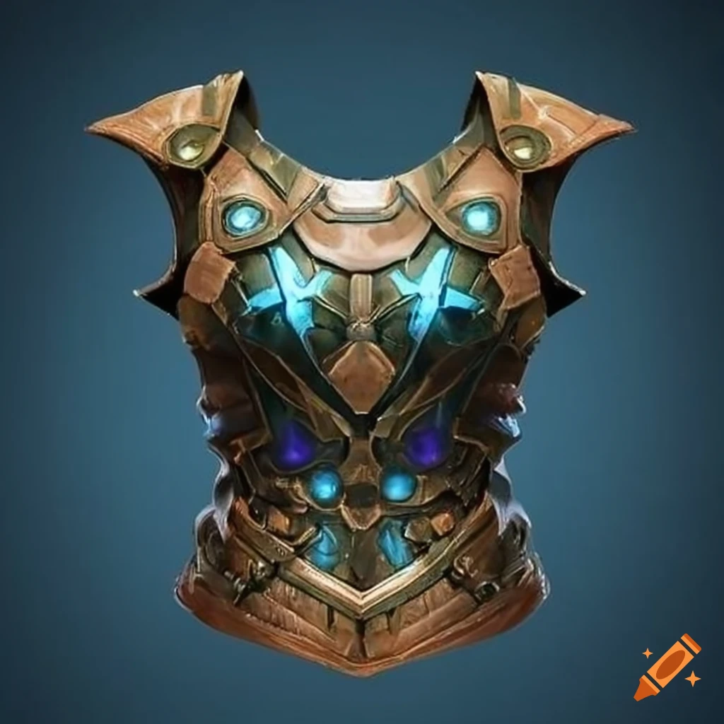 Adorned magic body armor close-up front view on Craiyon