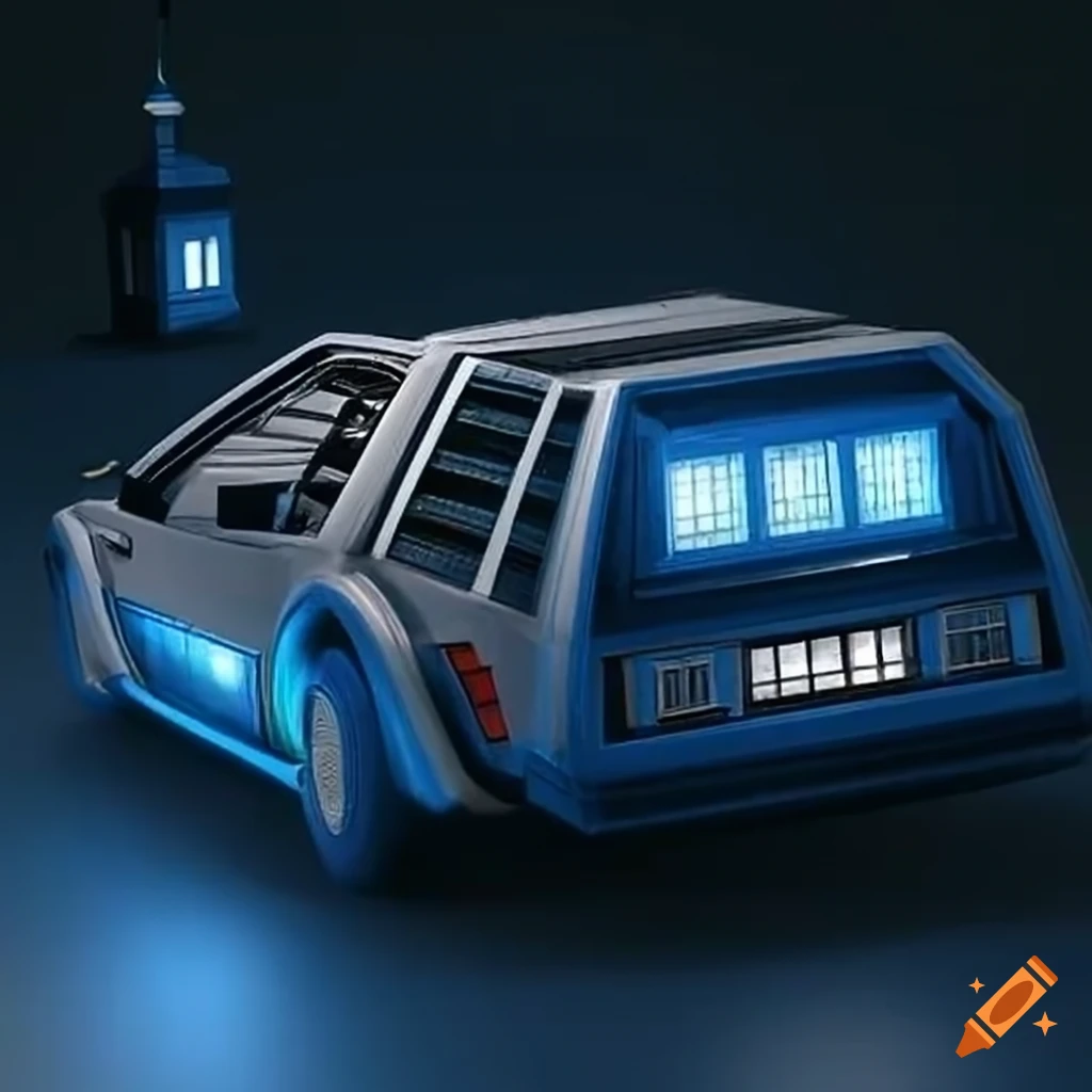 Delorean and tardis hybrid vehicle on Craiyon