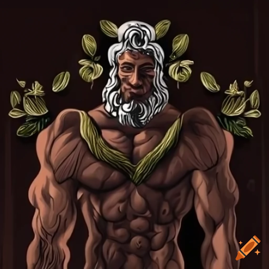 Muscular greek god with flowing robes and olive wreath on Craiyon