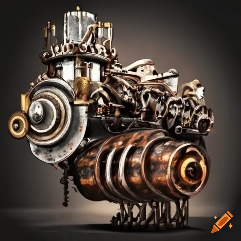 Steampunk-inspired speed machine with intricate Victorian era machinery ...