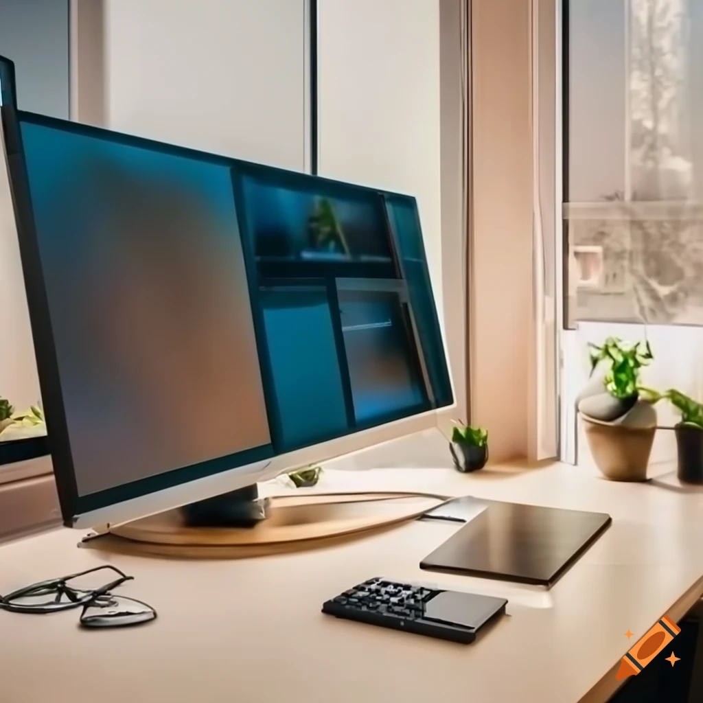 Modern office with dual computer monitors showing Excel and a Corona ...