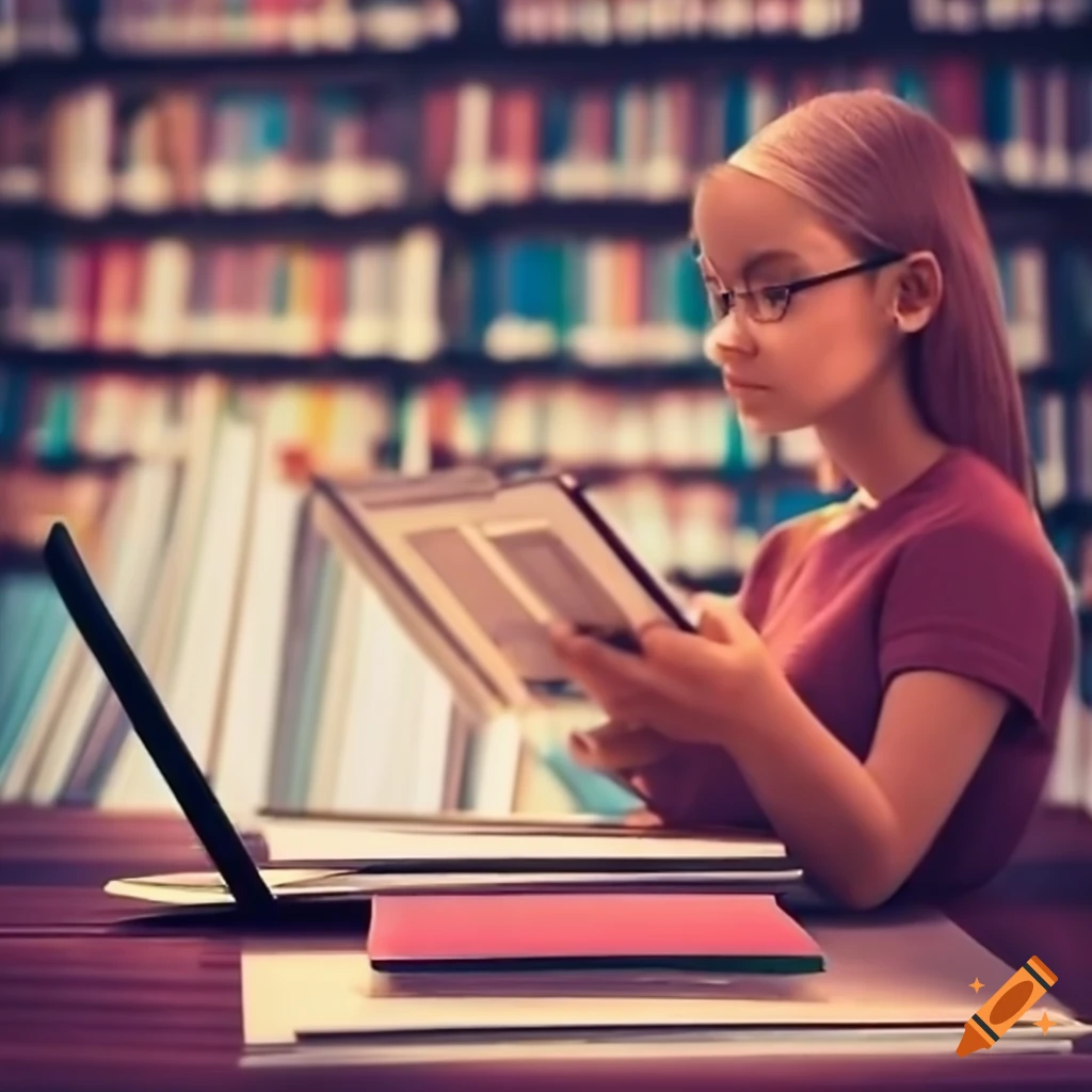 Librarian scanning student's card on Craiyon