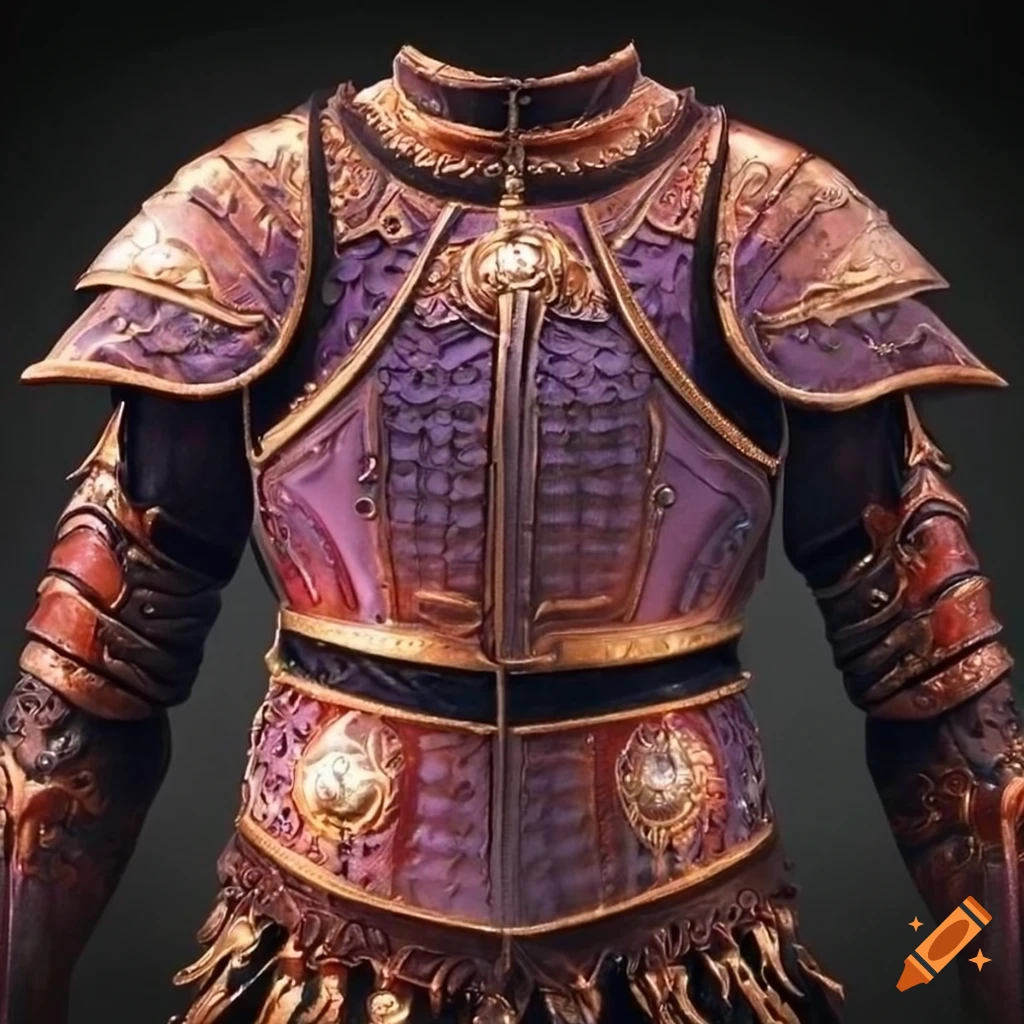 Close-up front view of a magic body heavy ringmail cuirass on Craiyon