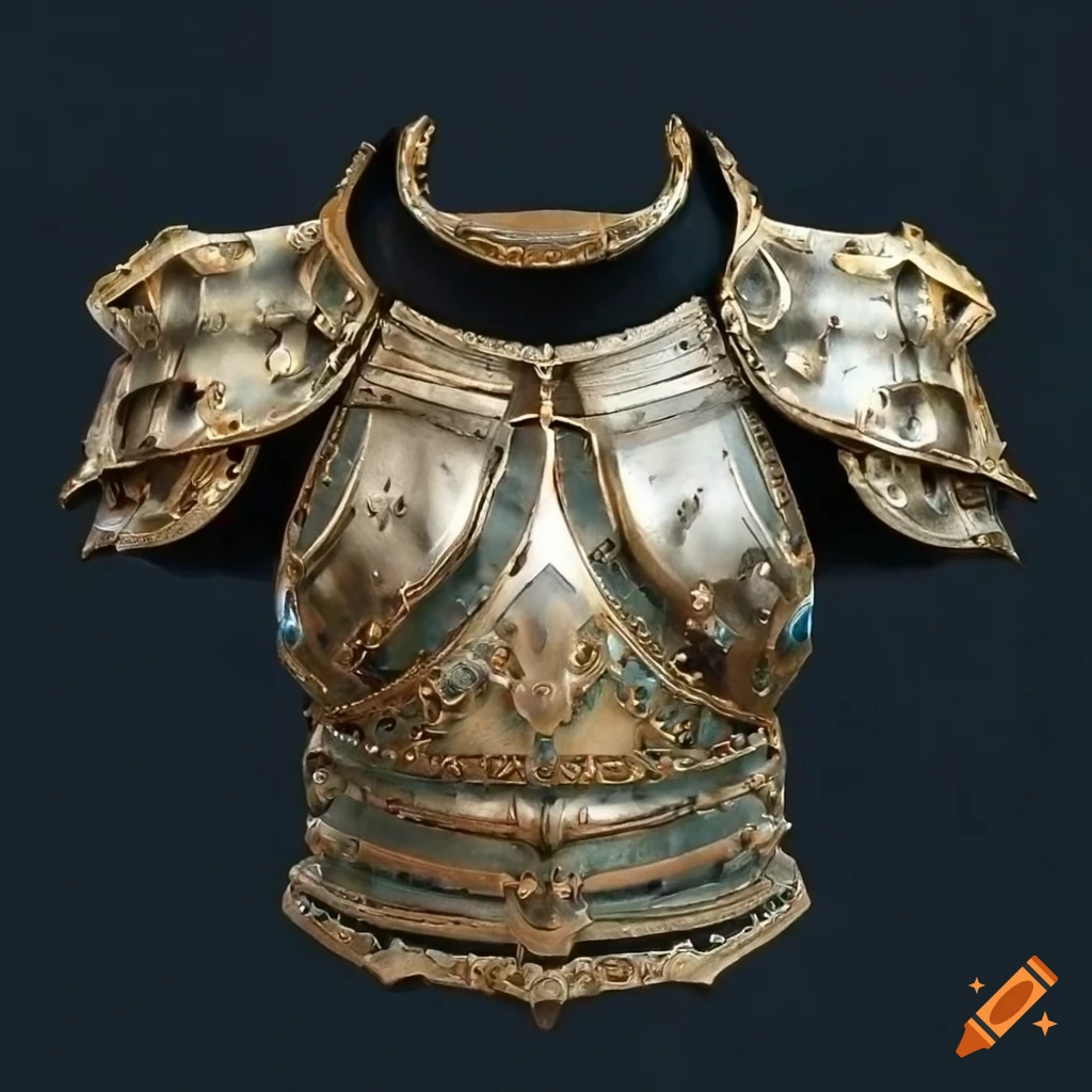 Adorned magic heavy cuirass from the front view on Craiyon