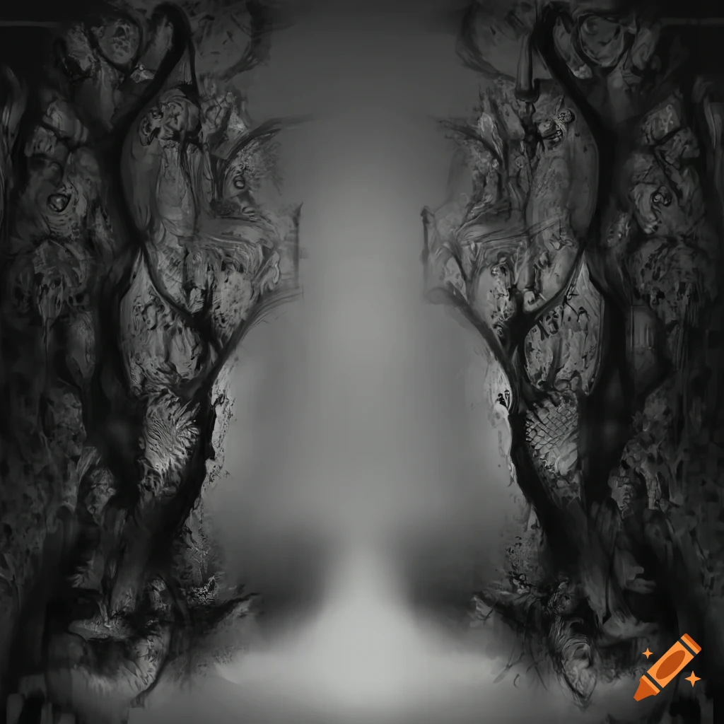 Black and white gothic art gradient with downsample filter on Craiyon