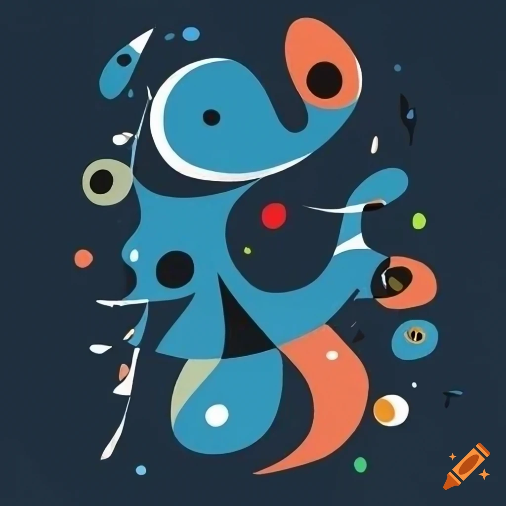 Surrealist cosmic creatures in Miro painting style with textured ...