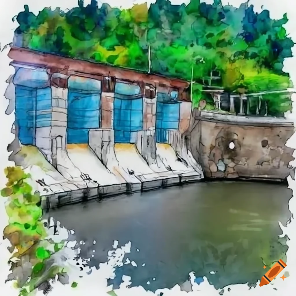 Mini hydroelectric power plant design for highlands on Craiyon