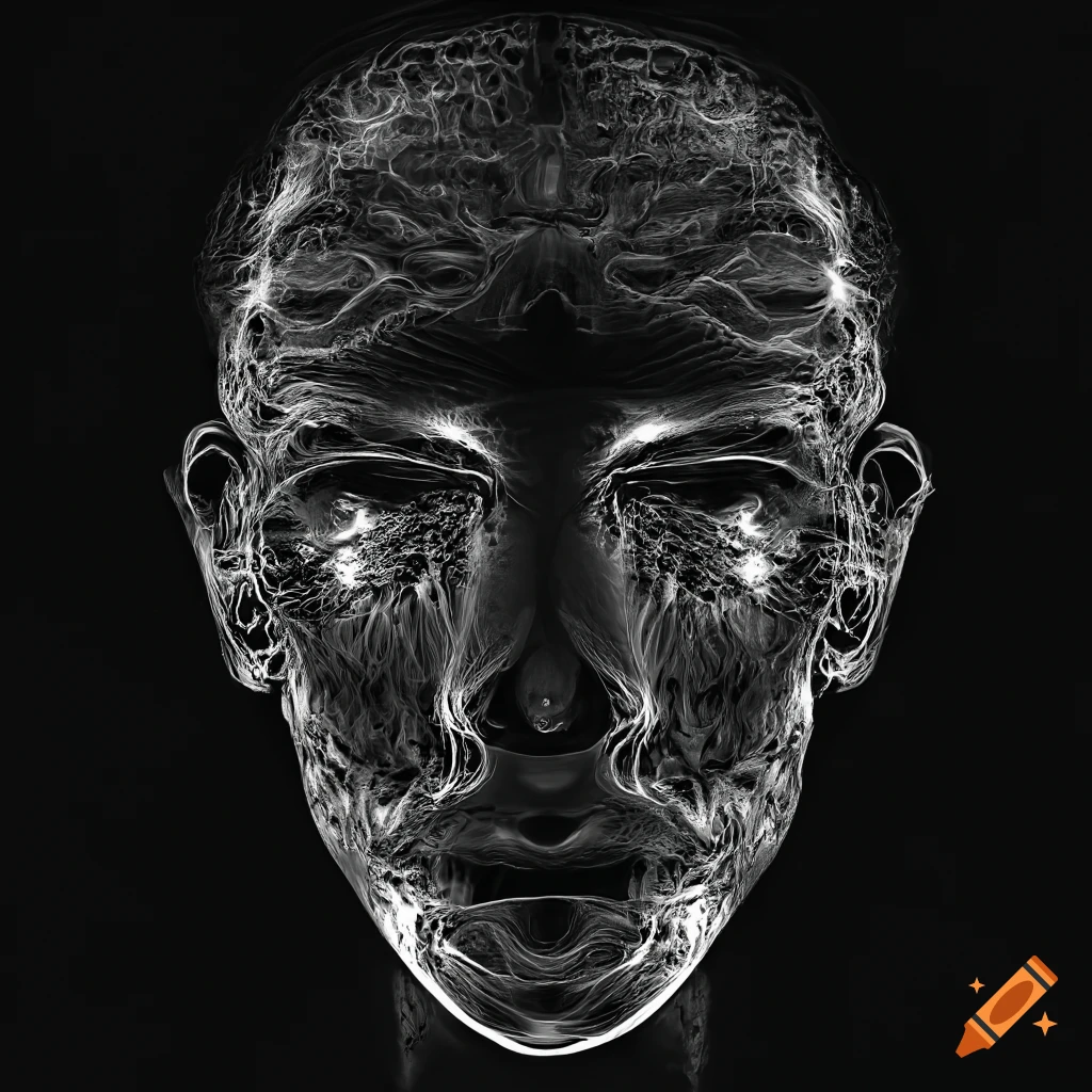 Abstract white line art representing life finds a way on black background on Craiyon