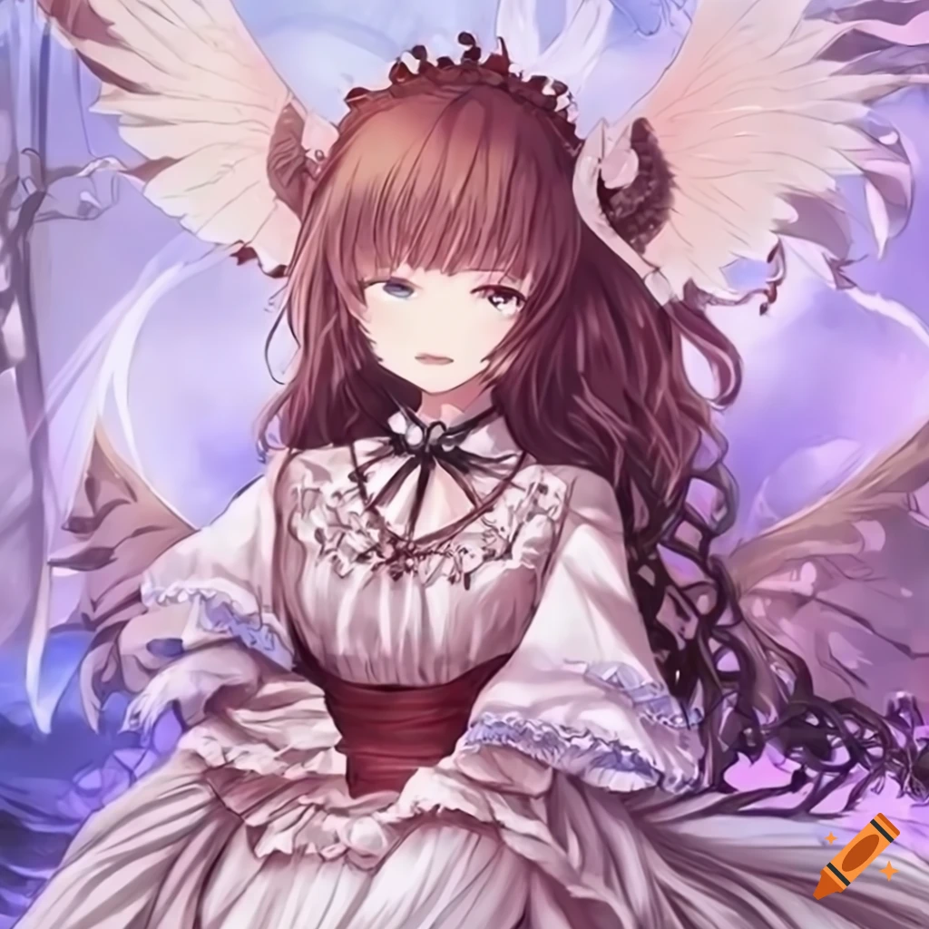 Anime character in a fantasy victorian setting on Craiyon