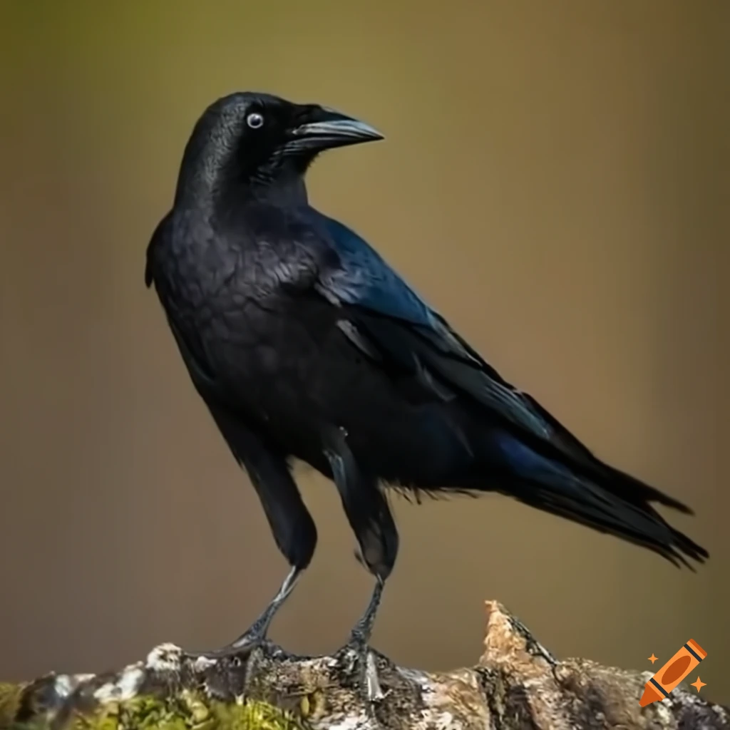 Full body shot of a crow with blurred background on Craiyon