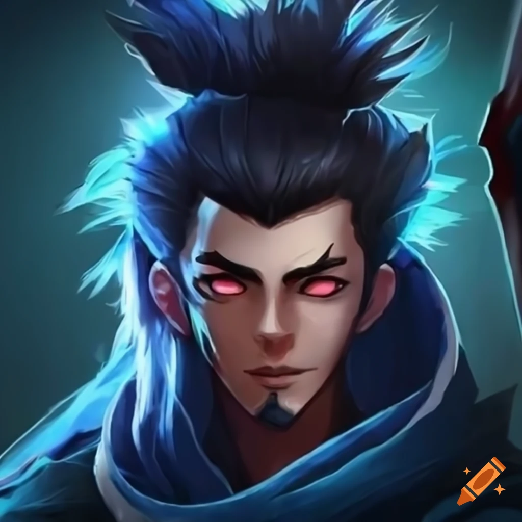 Yasuo face from league of legends on Craiyon