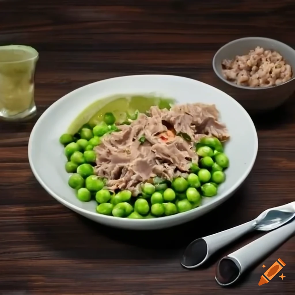 Rice salad with tuna, peas, and mayo on Craiyon