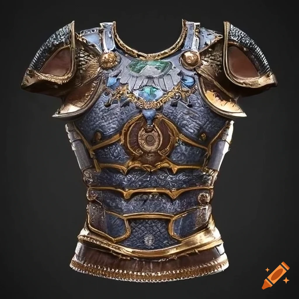 Adorned heavy cuirass viewed from the front on Craiyon