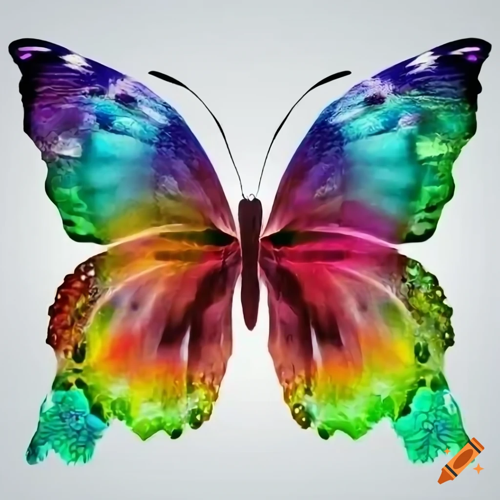 Multi-colored butterflies on a white background on Craiyon