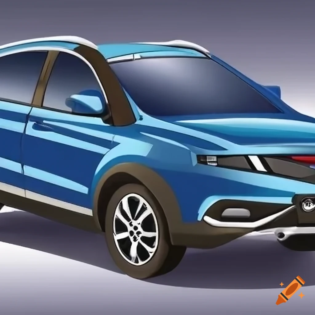 Cartoon styled blue Geely Jiaji on Craiyon
