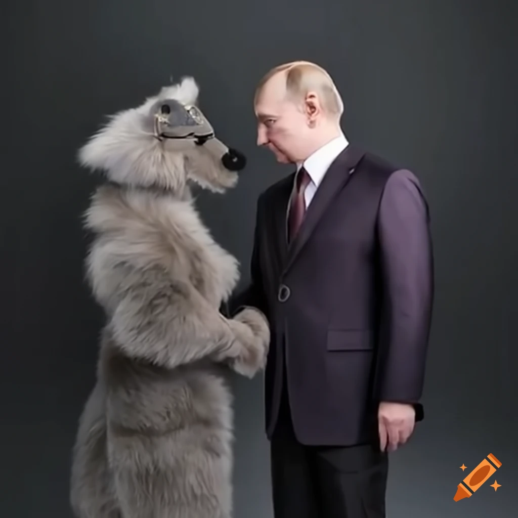 Putin shaking hands with a furry cosplayer on Craiyon