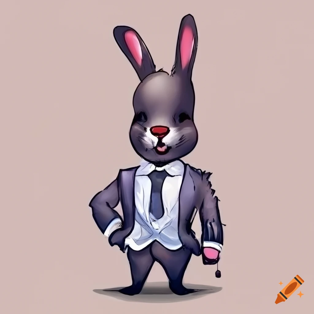 Rabbit wearing a suit illustration on Craiyon