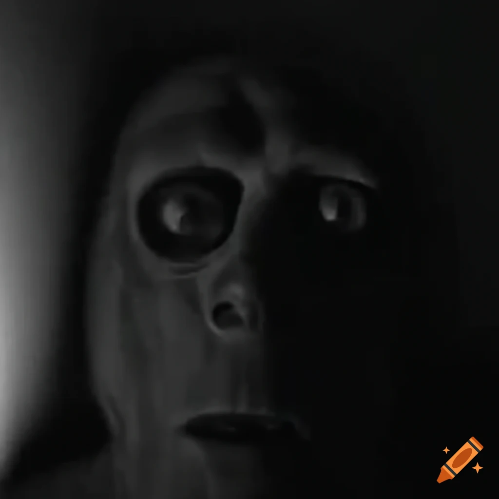 Low quality image of a tall humanoid creature staring into the distance ...