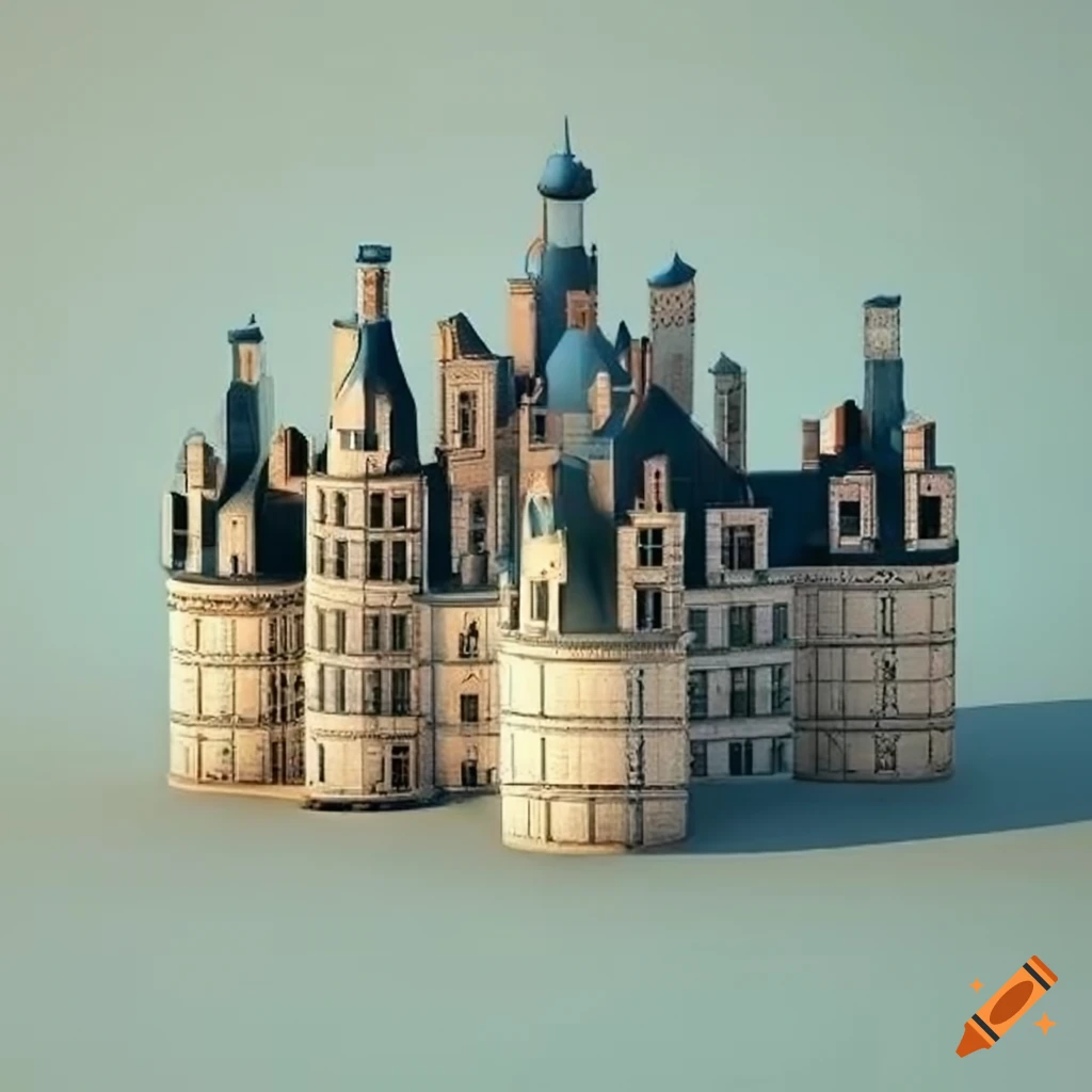Isometric pre-rendered video game model of the château de chambord on ...
