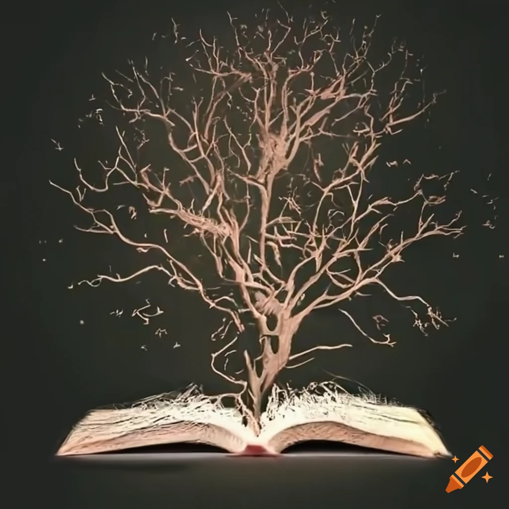 Tree transforming into a textbook on Craiyon