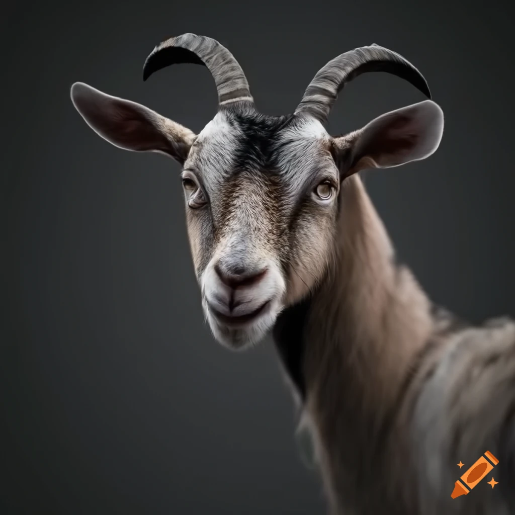 Goat in full body shot with blurred background on Craiyon