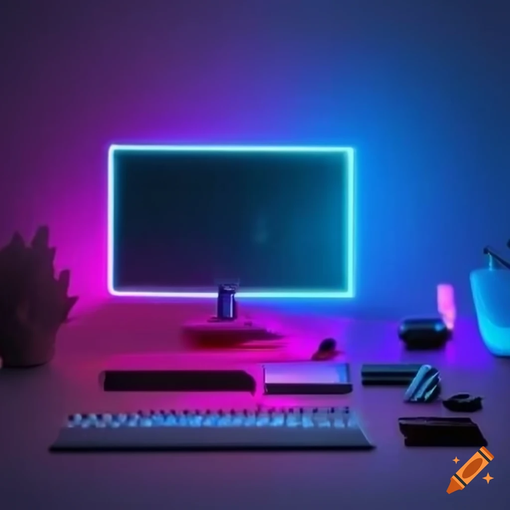 Neon purple colors on a computer on Craiyon