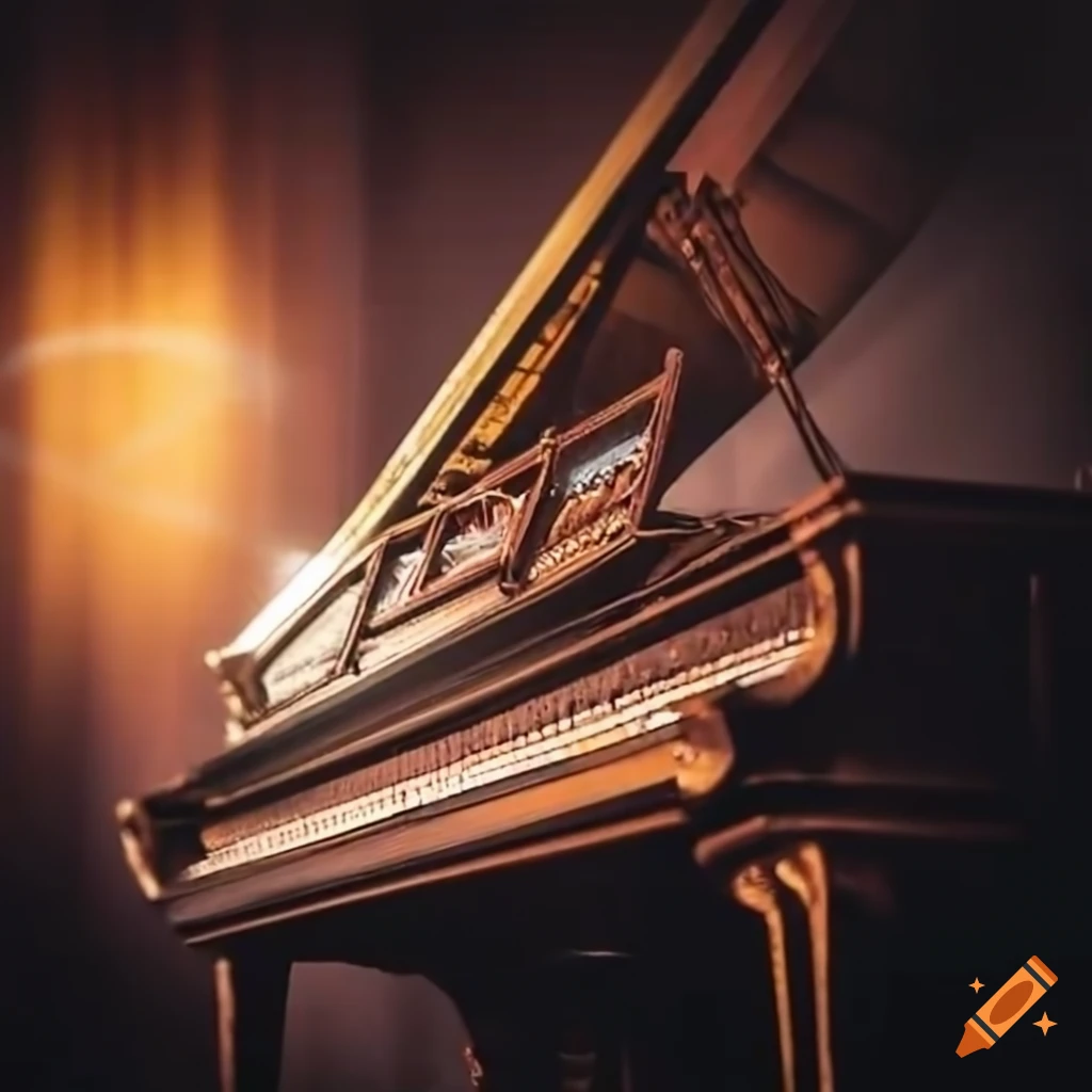 Detailed piano masterpiece made of sheet music on Craiyon