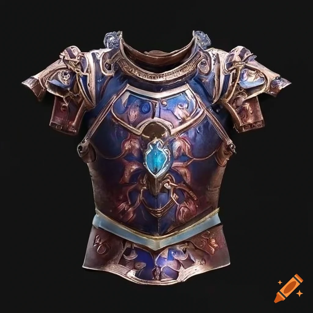 Adorned magic heavy cuirass viewed from the front on Craiyon