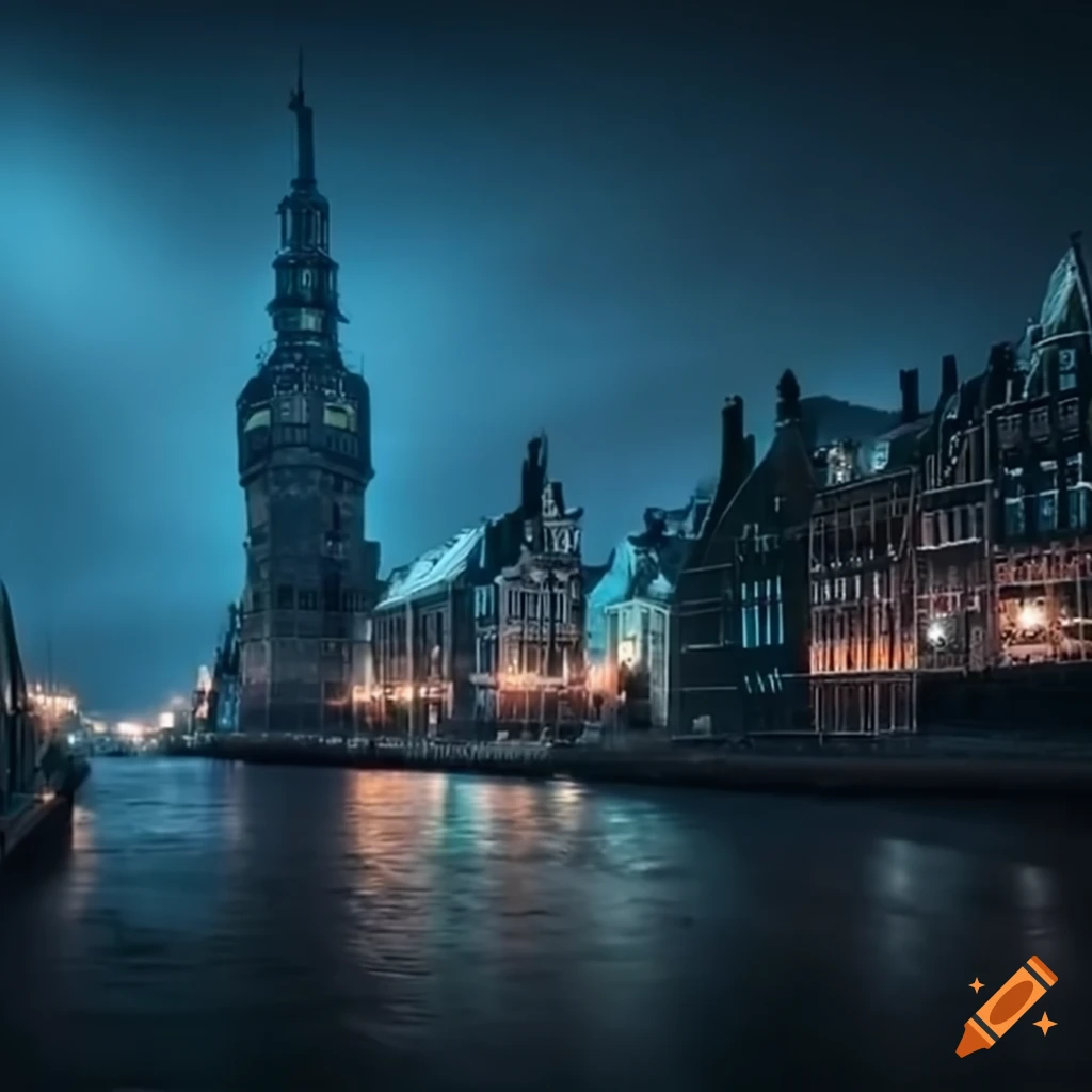 Futuristic cityscape with AI technology 100 years in the future on Craiyon