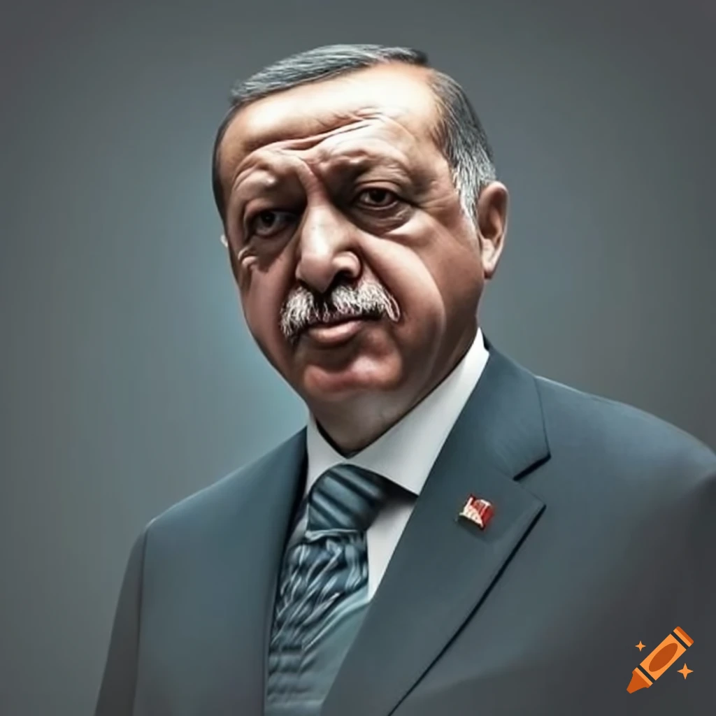 Portrait of turkish president recep tayyip erdogan in formal attire on ...