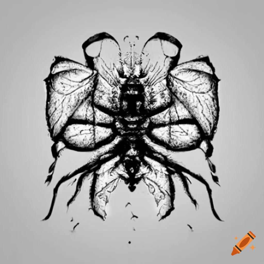 Black and white mutant insect on Craiyon