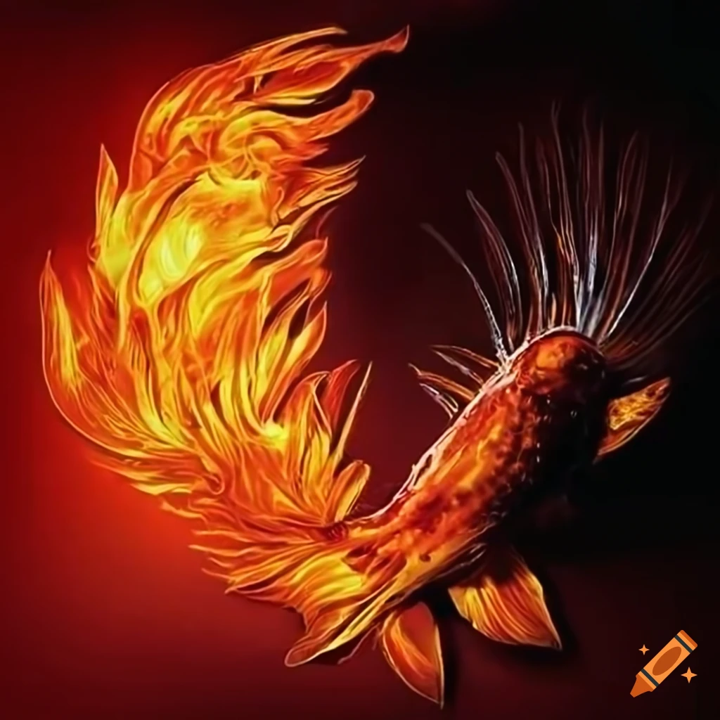 Koi fish made of fire on Craiyon