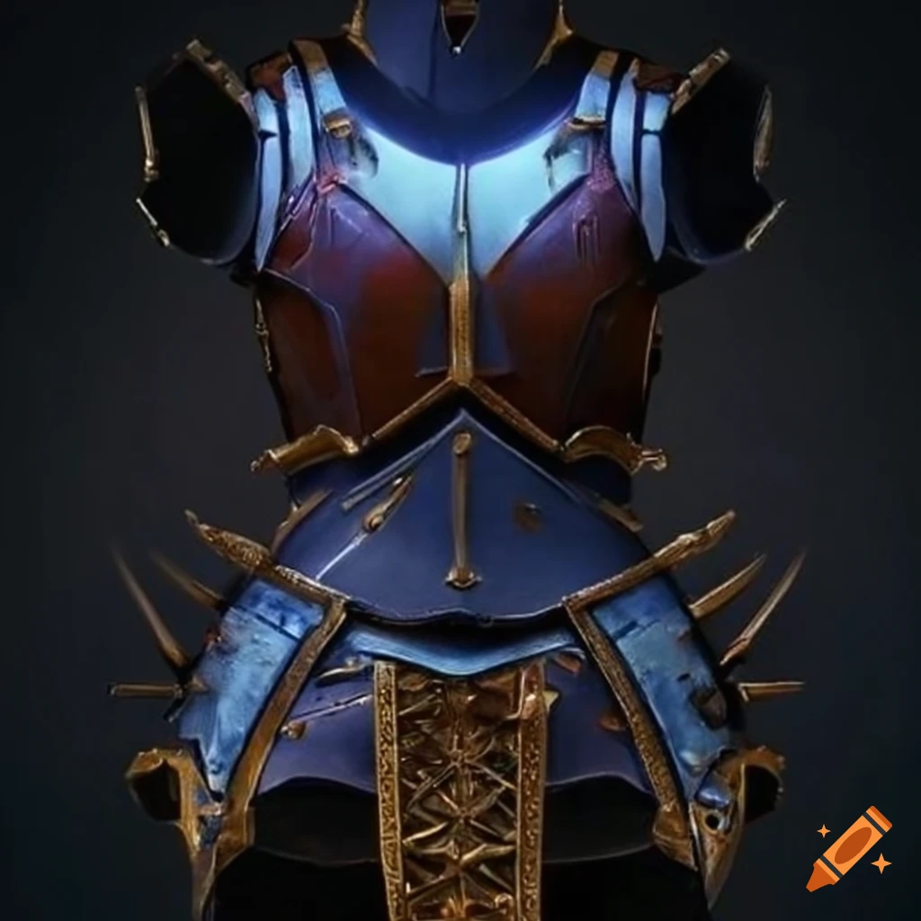 Adorned magic body armor front view on Craiyon
