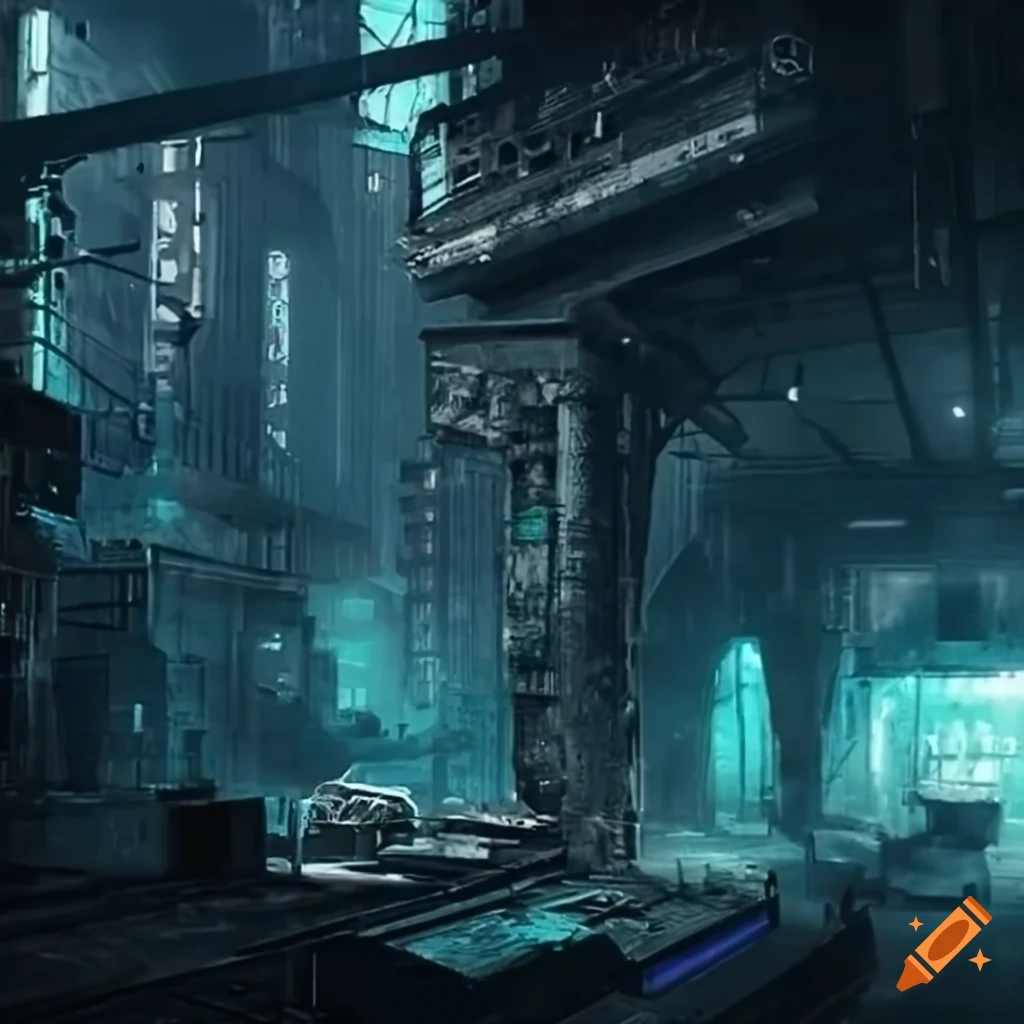 Mysterious epic monster in a cyberpunk factory on Craiyon