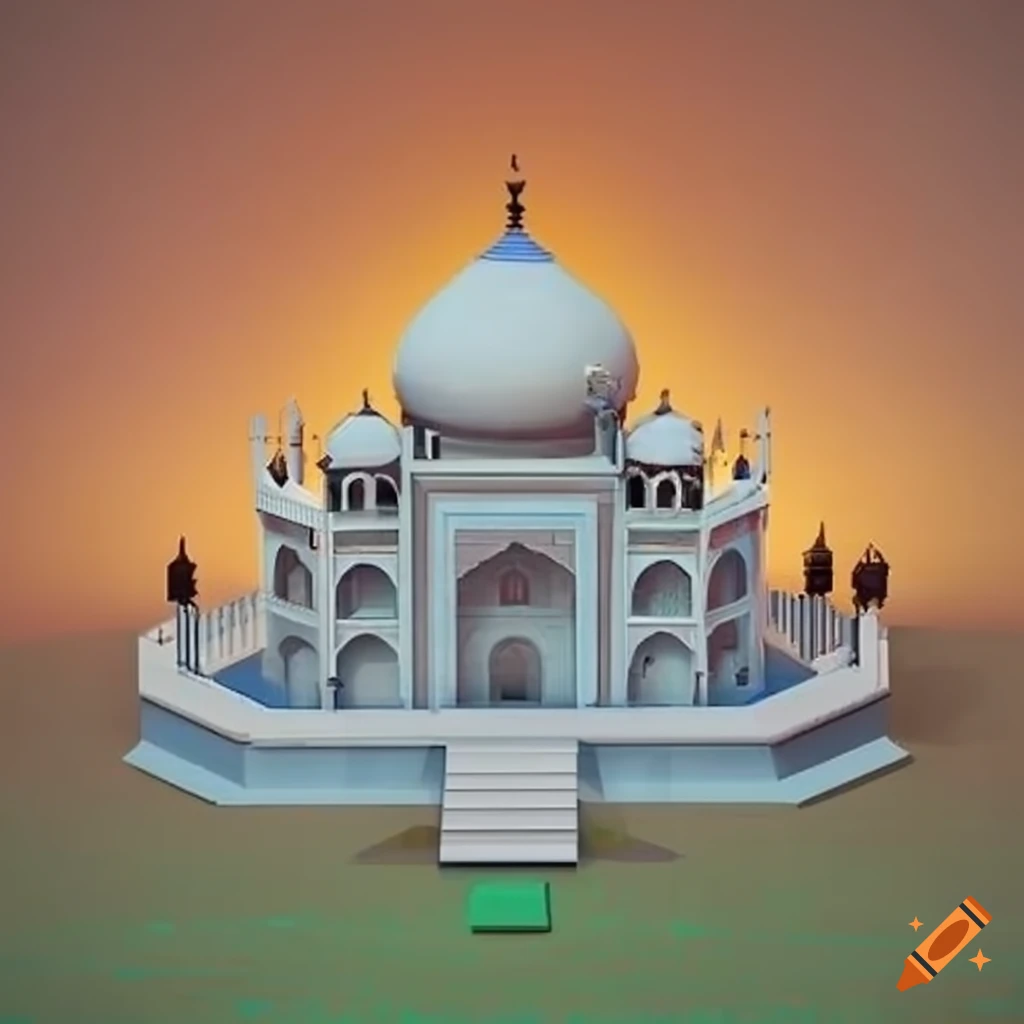 Isometric pre-rendered taj mahal video game model on Craiyon