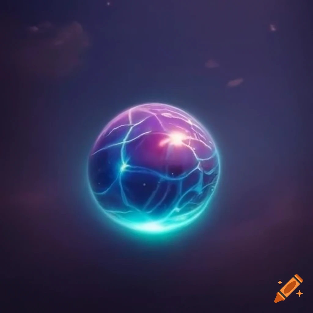 Large glowing orb in the sky surrounded by fantasy elements on Craiyon