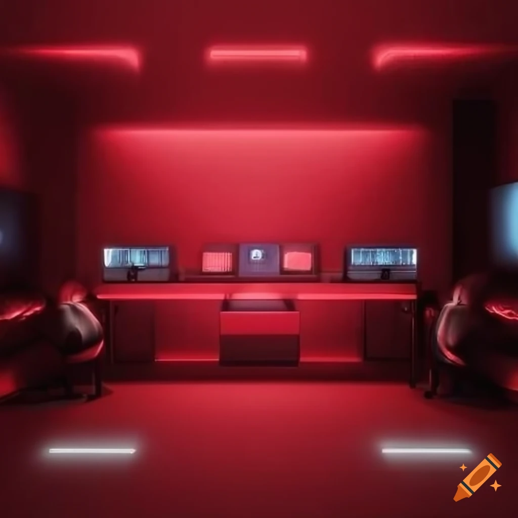 Red gaming room on Craiyon