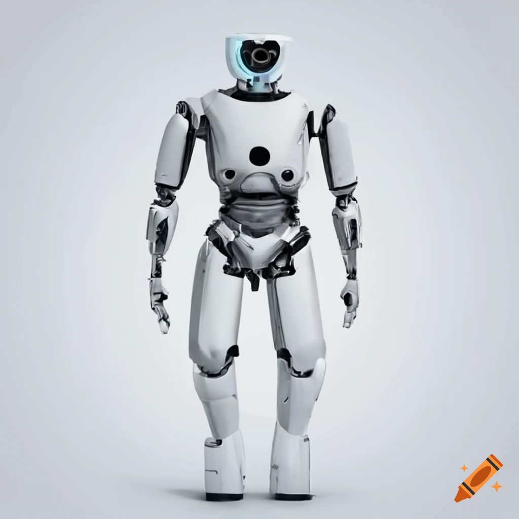 White futuristic working robot in full body view on Craiyon