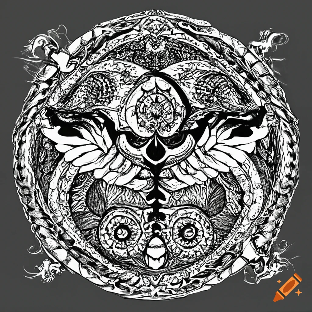 Gothic artwork merging caduceus and ouroboros symbols on Craiyon