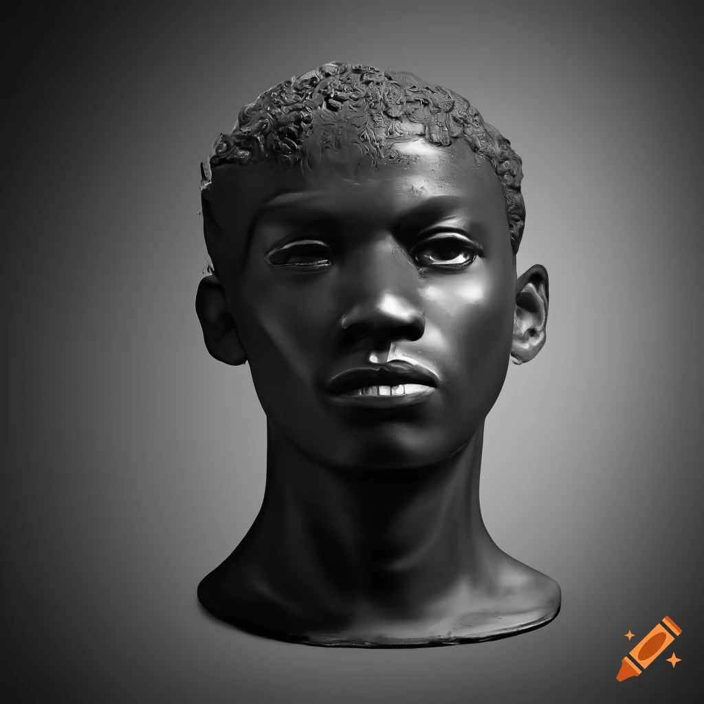 Bust of a young black man in grayscale on Craiyon